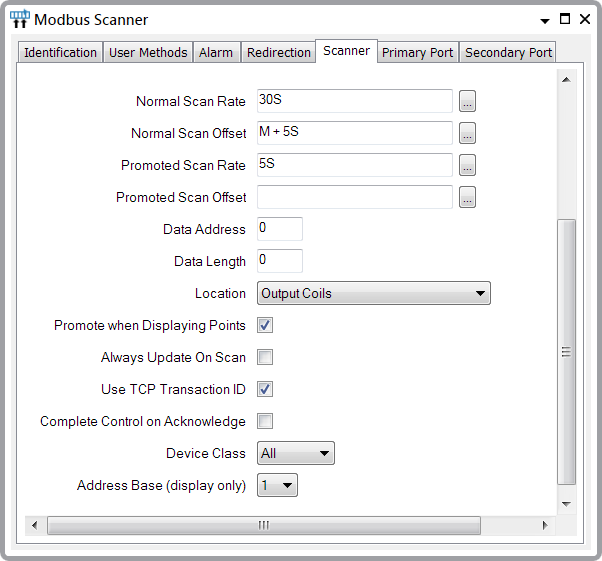 Simple Modbus Driver Guide - Configure the Scan Properties (Configuring a Modbus Scanner)